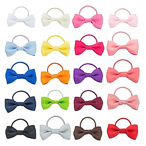 Baby Hair Ties With Bows - 40Piece 2Inch Small Elastic Hair Ties For Girls Ponytail Holders Toddler Hair Accessories For Girls