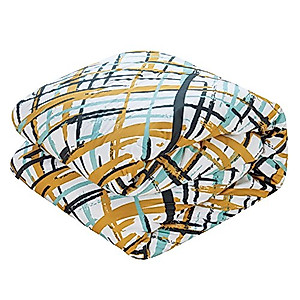 Chic Home Abstract 7 Piece Reversible Comforter Print Design Bed in a Bag-Sheet Set Decorative Pillows Shams Included/XL Size, Twin, Gold