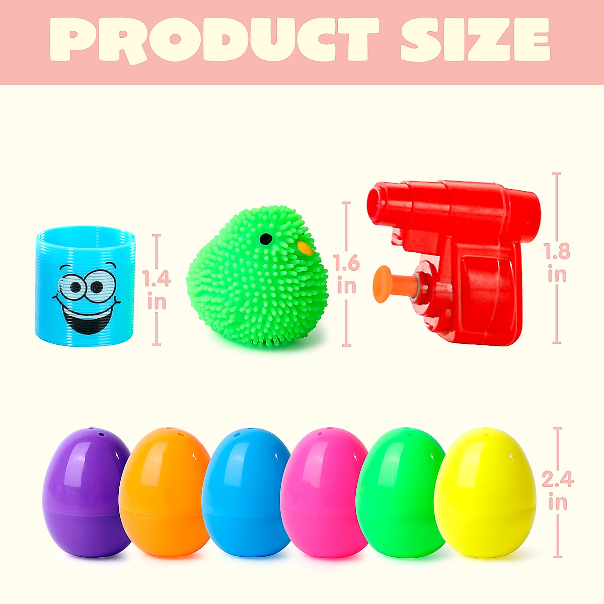 JOYIN 144 Pcs Prefilled Easter Eggs with Toys Plus Stickers Inside, Stuffed Toys for Easter Eggs Hunt, Basket Stuffers/Fillers, Party Favor, Classroom Prize Supplies