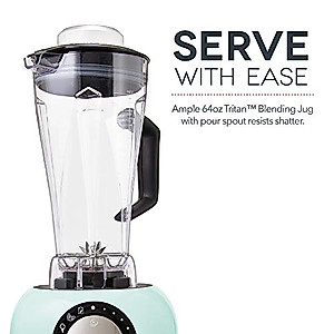 Dash Chef Series Deluxe Digital 64 oz Countertop Blender, with Stainless Steel Blades, Tritan Blending Jug, Tablet Stand & USB Charging Port, for Smoothies, Nut Butters, Purees, Soup and More - Aqua