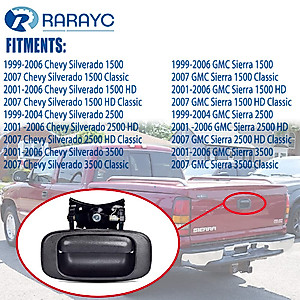 RARAYC Tailgate Handle and Bezel | Replacement for 1999-2007 Chevy Silverado GMC Sierra 1500 2500 3500 | Replaces# 15997911, 15228539, 15228541, 15228540