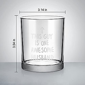 Modwnfy Funny Husband Gift Whiskey Glass, This Guy Is one Awesome Husband Old Fashioned Glass, Valentines Gift for Men Him from Wife, Birthday Idea for Hubby Husband Boyfriend, Fathers Day Christmas