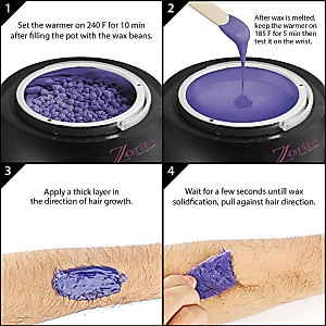 Wax Warmer Hair Removal kit,Professional home heater machine,Hot waxing melts pot stripless, facial body bikini brazilian with 4 pearl hard wax beans+Applicator sticks+Manicure set for Women & Men