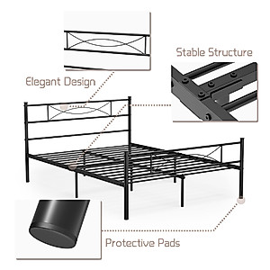 Weehom Metal Bed Frame Platform Mattress Foundation/Box Spring Replacement Platform Bed Kids Bed Twin Black