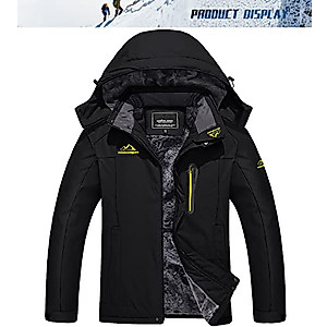 TACVASEN Men's Softshell Jacket Waterproof Windproof Fleece Lined Snow Ski Jacket, Black, S