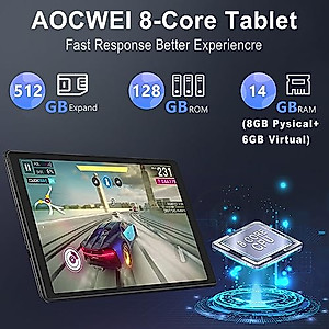 2023 Tablet 10 inch Android 13 Tablets with Octa-Core, 14GB RAM 128GB ROM, 8000mAh Battery, Drop-Proof Case, TF 512GB, HD IPS Touchscreen, 5G/2.4G WiFi, Bluetooth 5.0, GPS, Split Screen Support -Pink