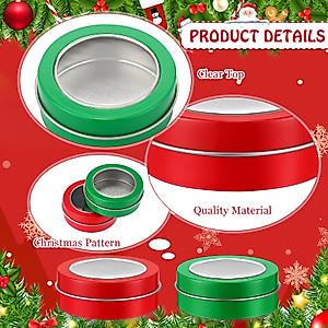 Tandefio Christmas Candle Tin Cans Set Holiday Candle Tins 2 oz with Lids Candle Jars for Making Candles Round Containers for Candles Party Favors DIY(120 Pcs)