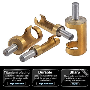 HOHXEN 4pcs Wood Plug Hole Titanium Coated Cutter Drill Bits Set 1/4" 3/8" 1/2" 5/8" Cutting Dowel Power Woodworking Cork Hole Saw Tool Round Wood Plug Tenon Drill Bit Set