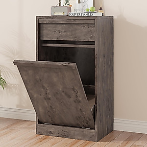 GAOMON Trash Cabinet Tilt Out, Hidden Trash Cabinet 10 Gallon Pet-Proof Trash Bin Holder, Free Standing Garbage Can Cabinet for Kitchen Dining Living Room, Dark Grey