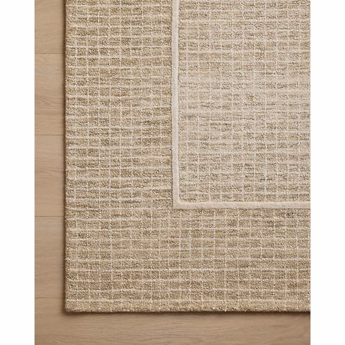 Loloi Chris Loves Julia x Briggs Collection, Wheat & Ivory, 7'-9" x 9'-9" Area Rug – Minimal Gritted Design Area Rugs for Living Room Bedroom Entryway & Hallway No Shed High Traffic Home Decor Rug