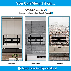 HOME VISION Tilt TV Wall Mount for Most 32-75 Inch TVs Universal Low Profile Fixed TV Bracket Max VESA 600x400mm Holds up to 165lb Wall Stand Fit 16”-18”-24” Studs Quick Release Lock TV Mount