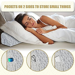 DECMAY Queen Bed Wedge Pillow for Headboard,Detachable Memory Foam Bed Gap Filler Queen Size,Close The Gap (0-7") for Headboard and Mattress(Gray,60 x10 x7In)