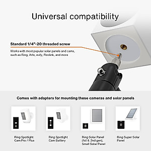 Holicfun 2-in-1 Security Camera and Solar Panel Pole Mount for Ring, Eufy, Arlo, Reolink Solar Panels and Cams (Grey)