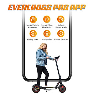 EVERCROSS EV10K PRO App-Enabled Electric Scooter, Scooter Adults with 500W Motor, Up to 19 MPH & 22 Miles E-Scooter, Lightweight Folding for 10'' Honeycomb Tires