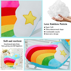 zxmbeddings 17.7"X13.8"Heart Pillow Stuffed Rainbow Heart Shaped Throw Pillow Plush Toy,Star