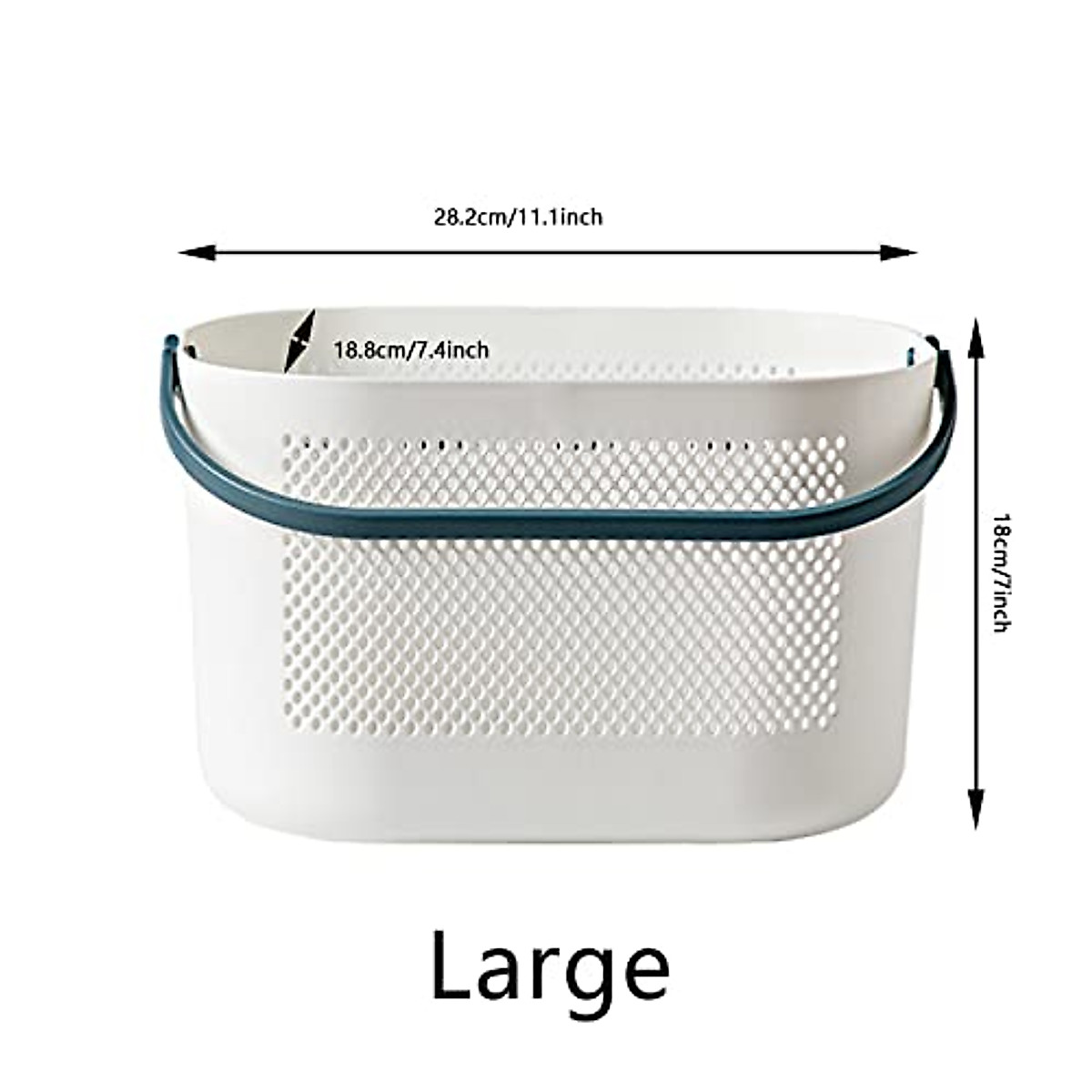 Plastic Bathroom Storage Basket with Handle, for Storing Bathroom Body Wash, Shampoo, Conditioner, Lotion (Blue large)