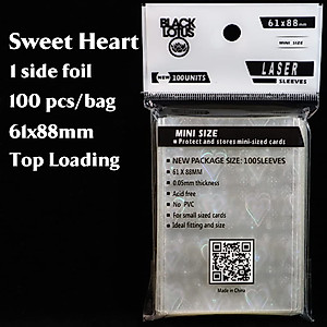 Black Lotus 100 PCS Top Loading Sweet Heart Shaped Holographic Photo Card Sleeves, Cute Foil Holo Shinny Card Protector for Kpop/Idol/TCG/CCG Standard Sized/Japanese Sized Cards Cover (65x90mm)