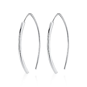 SLUYNZ 925 Sterling Silver Bar Dangle Earrings for Women Dangle Earrings Wire Threader Earrings Open Hoop Earrings (A-Silver)