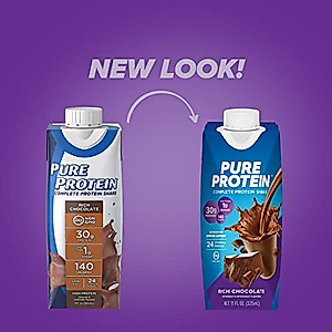Pure Protein Chocolate Protein Shake, 30g Complete Protein, Ready to Drink and Keto-Friendly, Vitamins A, C, D, and E plus Zinc to Support Immune Health, 11oz Bottles, 12 Pack