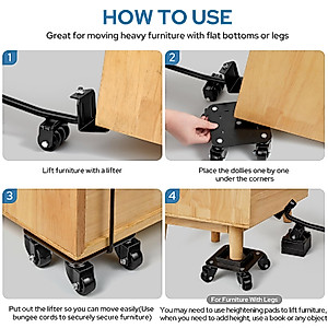 KEDSUM Furniture Dolly with Baffle, 1500LBS Thickened Steel Panel Furniture Movers with 4 Wheels Dollies, 360° Rotation Furniture Lifter Tool Set, Heavy Duty Dolly for Moving Refrigerator, Sofa, Piano