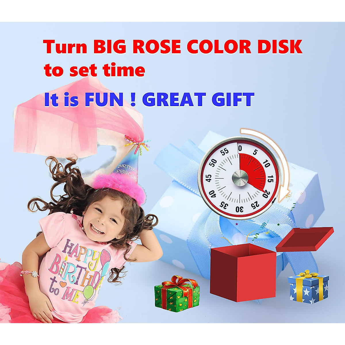 iLakia 60-Minutes Visual Timer, Kitchen Timer for Cooking, Classroom Timer for Kids (3.1" Big Screen), Mechanical Countdown Timer with Magnetic, Time Management Tool for Kids, Toddler, Autism, ADHD