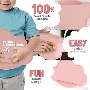 Nümi Silicone Placemat for Toddlers Kids | Fun & Functional Kids Placemats for Dining Table | Toddler Eating Supplies (Pink)