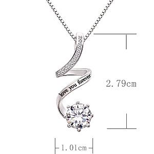 ALOV Jewelry Sterling Silver "love you forever" Cubic Zirconia Pendant Necklace