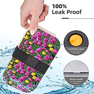 Tulips Premium Bento Lunch Box, 2 Compartments Leakproof Lunch Box With Cutlery For Adults, Microwave & Dishwasher Safe