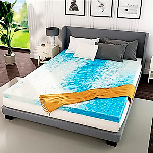 Airensky 2 Inch Twin Memory Foam Mattress Topper, Cooling Gel Ventilated Design for Pressure Relief, CertiPUR-US Certified