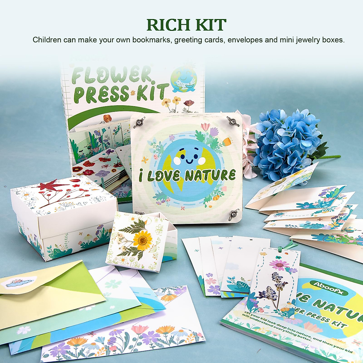 Aboofx Flower Press Kit for Kids 4 Layers 6 x 6 Inch, Recycle Flower Arts and Crafts Kits for Flower Pressing Drying Book, Surprise for Boys and Girls