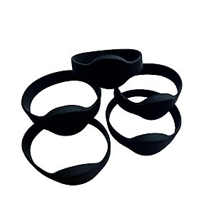 YARONGTECH RFID Rewritable T5577 125khz Writable Silicone Wristband Black Adult Size (Pack of 5)