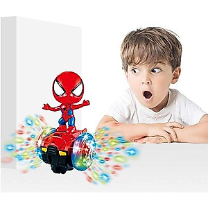 Spider-Man Robot Toys, Robot Interactive Toy Car with Colorful Flashing Lights & Music for 3+ Year Old Boys Girls