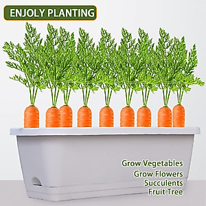 8-pack 15.6*7.5*5.9" Planter Boxes Outdoor Large,Window Box Planters Rectangle for Indoor Plants,Long Planter Box with Drainage Tray,Windowsill Herb Garden for Vegetables Succulents(Off-white)