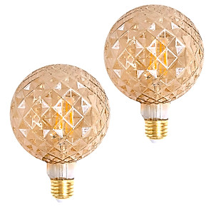 SD LUX Decorative Light Bulbs Vintage LED Edison Bulb 6W 600LM (60W Equivalent) dimmable G40 Globe CRI>90 Medium Base E26 Warm White 2700k, (125BL, 2 Pack)
