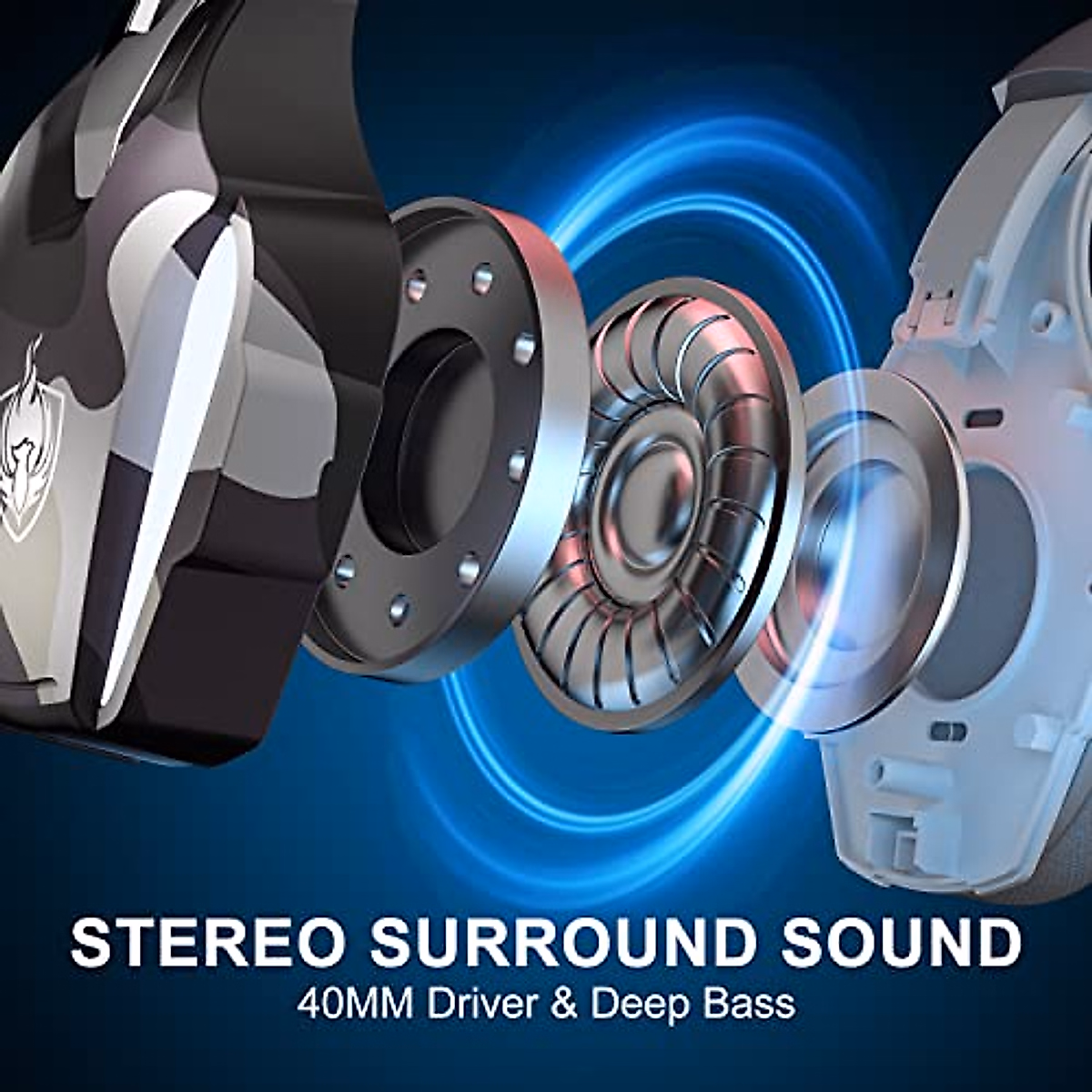 PHOINIKAS PS4 Gaming Headset for PC, PS5, Switch, H9 Xbox One Headset with Noise Cancelling Mic, Over Ear Stereo Headphones with Bass Surround (Camo)