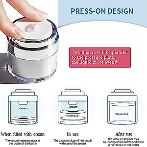 LXIANGN 3Pcs Airless Pump Jars,Refillable Empty Airless Pump Jar Vacuum Push Down Moisturizer Pump Dispenser for Serums,Skincare Cream,Essence,Leak Proof Portable Travel Container (0.5oz,1oz,1.7oz)