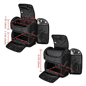 BYOOTIQUE Makeup Backpack Soft Sided Makeup Train Case Barber Cosmetic Bag Double Layer Organize Carry on Travel with Heat Isolation Side Pocket Removable Bag for Makeup Artist Hairstylist, Black