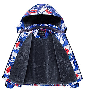 CREATMO US Kid's Snowsuits big boys' Waterproof Breathable Outdoor Warm Snowboard Ski Jacket Dark Blue 14/16