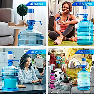 HotFrost Manual Water Pump for 5 Gallon Bottle – Hand Pressure Water Dispenser - Secure Fit on Crown Top Jugs - 3 Tube Lengths, Protective Spout Cap, Cleaning Brush, BPA-Free Food-Grade Materials