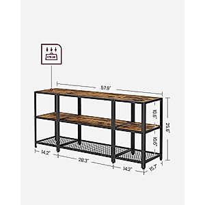 VASAGLE TV Stand for 65 Inches TVs, Industrial Entertainment Center, Modern TV Console with Open Storage Shelves for Living Room, Bedroom, Rustic Brown and Black ULTV105B01