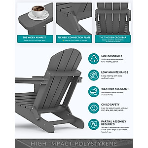SERWALL Adirondack Chair for Patio Garden Outdoors Fire Pit- (Folding Gray)