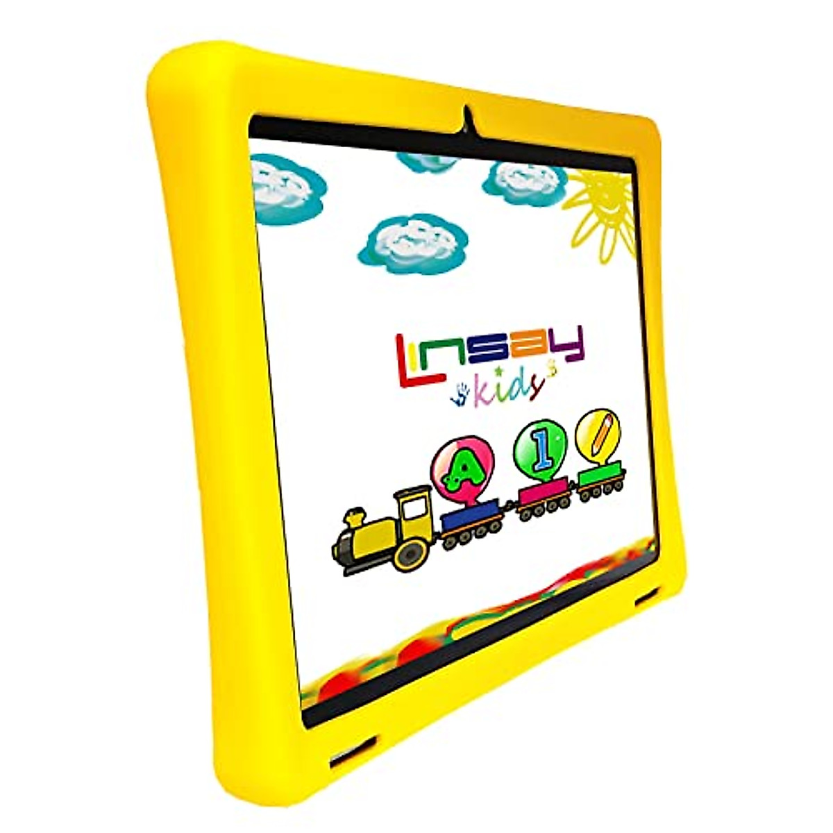 LINSAY 10.1" 1280x800 IPS 2GB RAM 32GB Android 11 Tablet with Kids Yellow Defender Case, Pop Holder and Pen Stylus