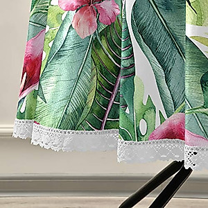 ALAZA Round Tablecloth with Umbrella Hole and Zipper Hawaii Tropical Palm Leaves and Hibiscus Washable Spillproof Table Cover for Camping Patio Garden Picnic Party Outdoor 60 Inch
