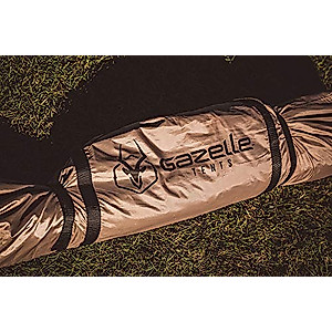 Gazelle G6 6-Sided 12 Foot x 12 Foot Pop Up Portable 8 Person Camping Gazebo Day Tent with Hub Design and Mesh Screen Windows, Desert Sand