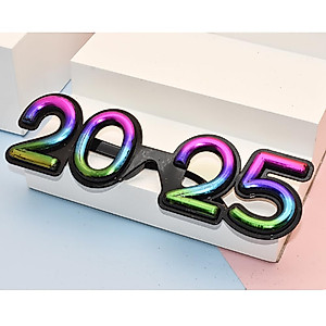 SWYOUN 2025 Plastic Glasses Happy New Year's Eve Glasses Graduation 2025 Class Of 2025 Party Photo Prop Supplies(Pack Of 6)