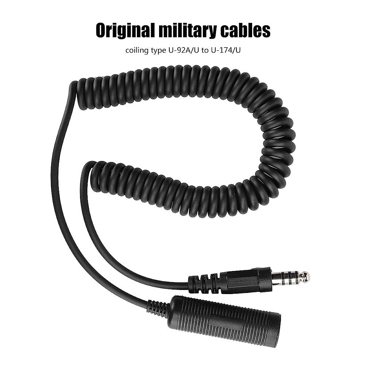 Headphone Extension Line,Coiling Type U-92A/U to U-174/U Helicopter Military Headphone Extension Cable,Used to Expand Standard Military Mono U-174/U Plugs to Connect Helicopters or Military Rad