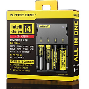 NiteCore Intellicharger New I4 V2 Universal 4 Channel Li-Ion Ni-Cd Ni-MH Smart Charger, Black