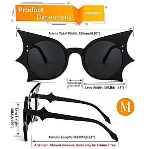FEISEDY Women Men Funny Sunglasses, Butterfly Shaped Bat Shades for Halloween and Party B4142