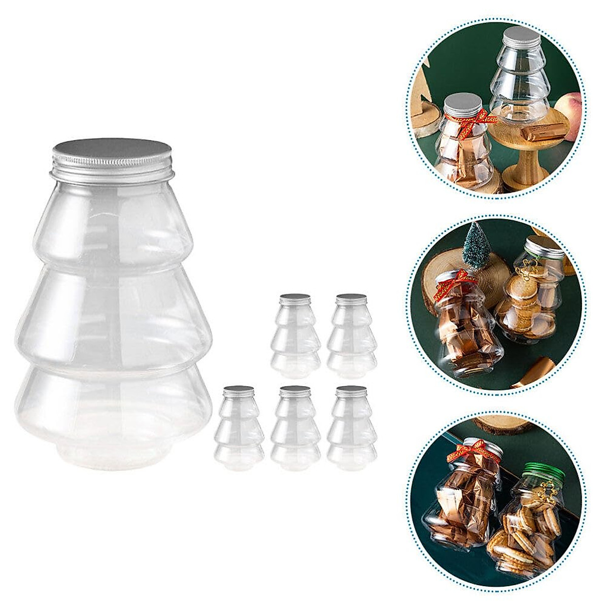 Alipis 6pcs Box Snack Candy Box Tress Shape Bottle Christmas Candy Bottles Chocolate Jar Cookie Bottle Christmas Tree Decorations Xmas Candy Holder Child Snack Box Plastic Tree Shape