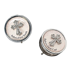 Roman 64655 Set of 2 Enamelled Round Boxes Tooth and Baby's First Curl